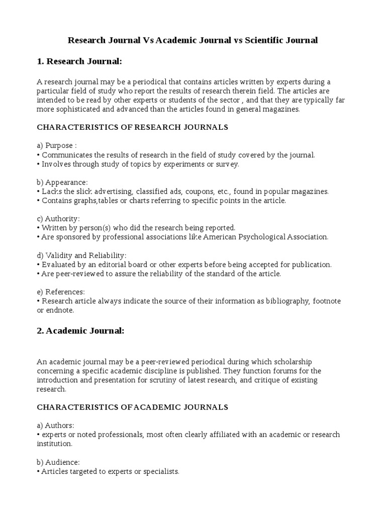 Research vs Academic vs Scientific Journals | PDF | Academic Journal ...
