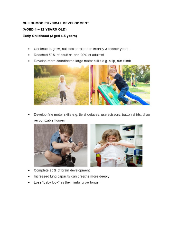 Childhood Physical Development Overview | PDF | Self-Improvement ...