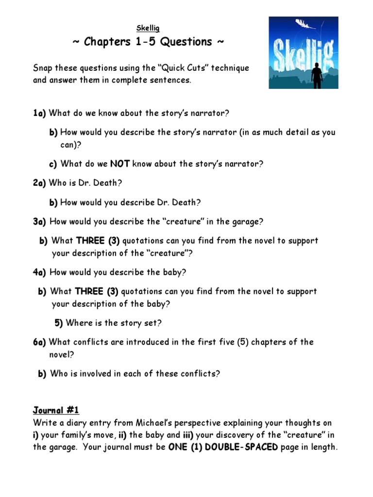 Skellig Chapters 1-5 Comprehension Guide | PDF | General Fiction