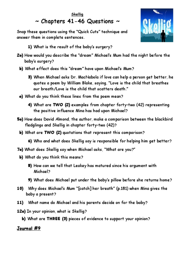Chapters 41-46 Questions : Skellig | PDF | Philosophy | Self-Improvement