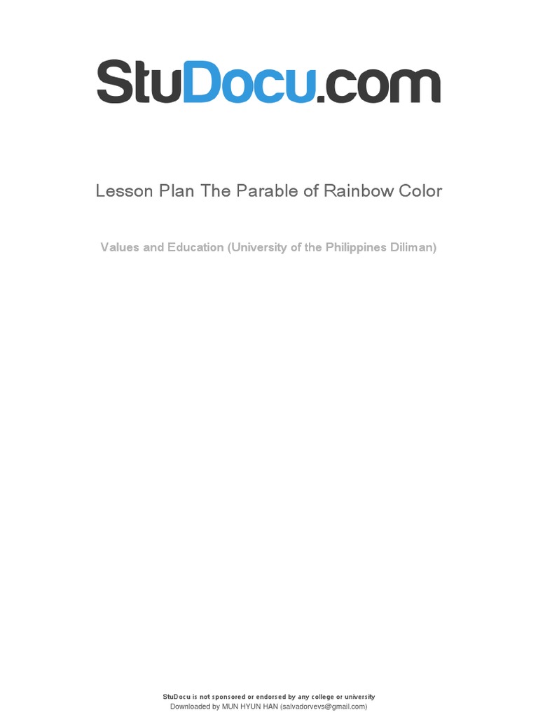 Lesson Plan The Parable of Rainbow Color | PDF | Lesson Plan | English ...