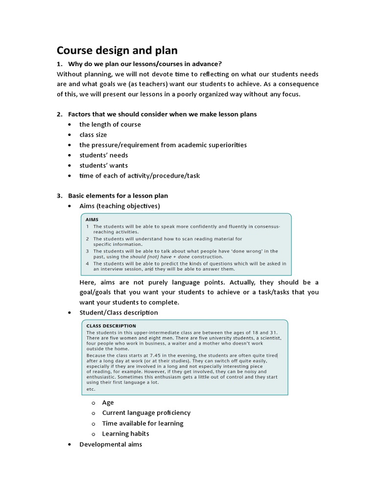 Course Design and Plan | PDF