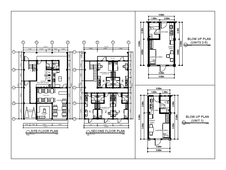 Floor Plan Layout for Apartment Units 2-5 Showing Room Dimensions and ...