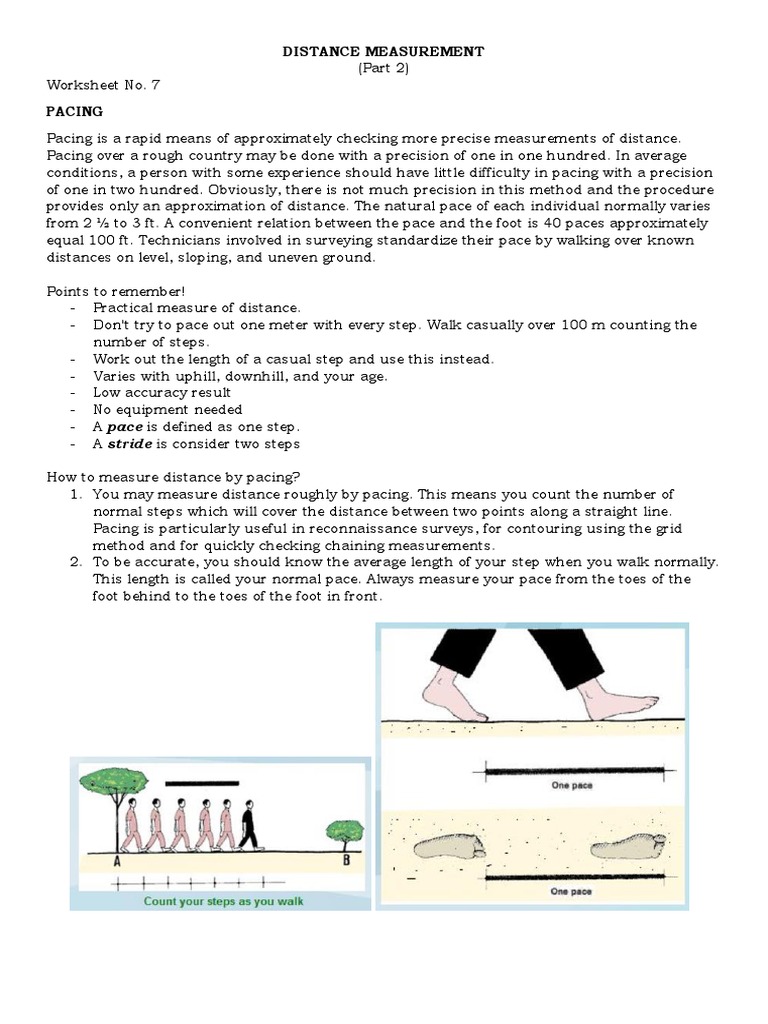 Worksheet 7 - Distance Measurement - Pacing | PDF | Accuracy And ...