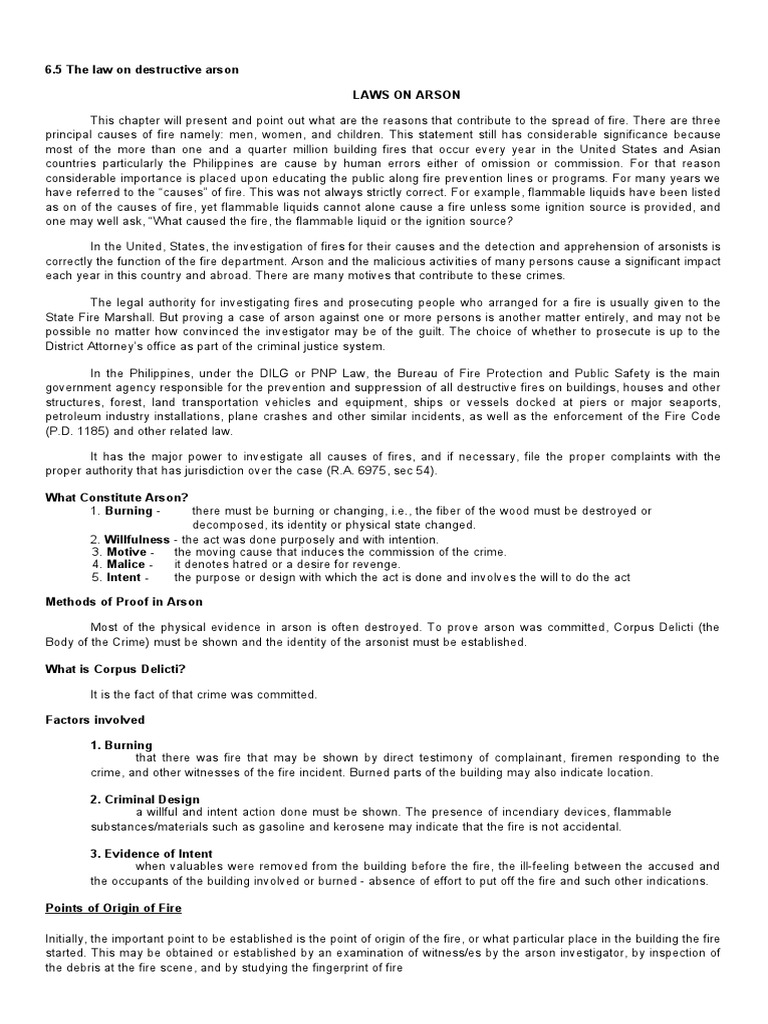 The Law On Destructive Arson | PDF | Arson | Crime & Violence