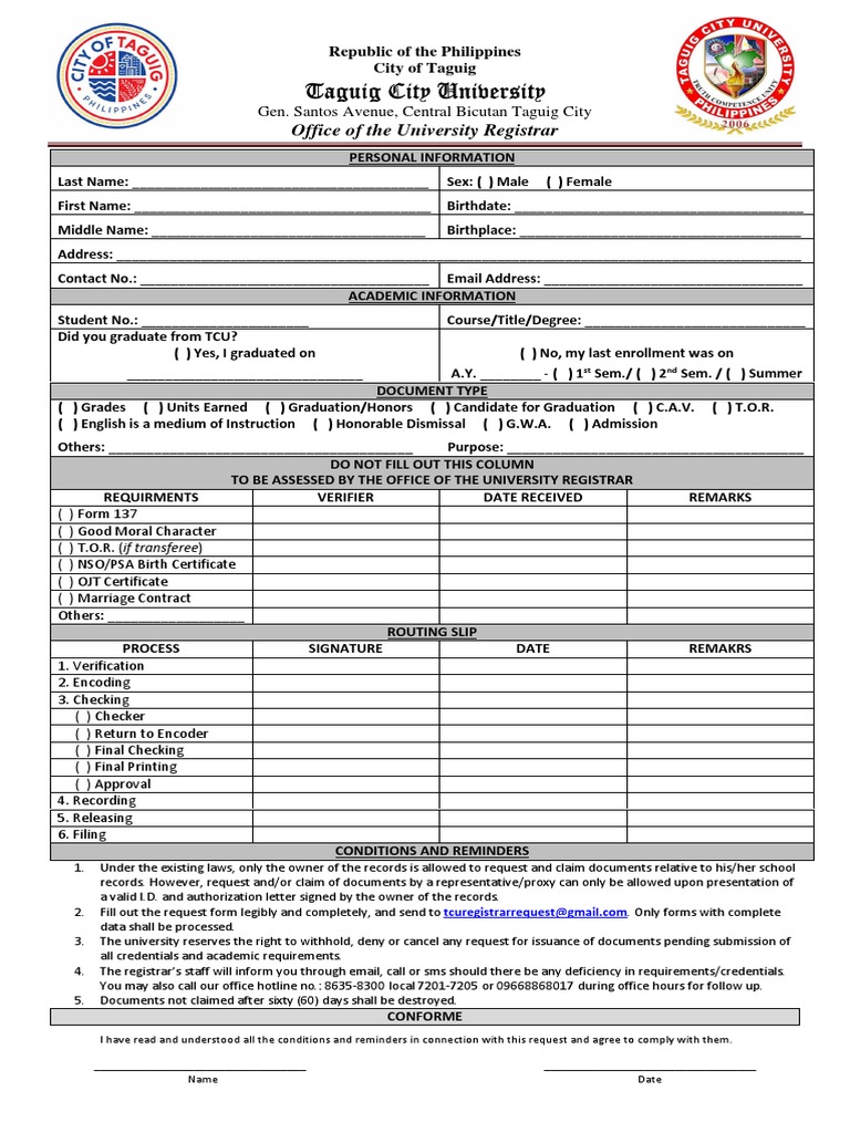 TCU Registrars Requsition Form 2020 | PDF | Business