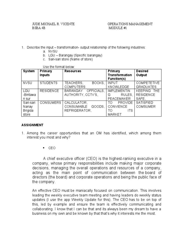 Operations MGT Module #1 | PDF