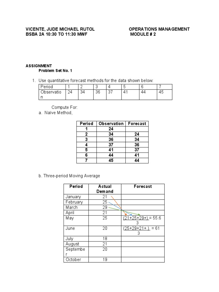Operations MGT Module #2 | PDF | Forecasting | Moving Average