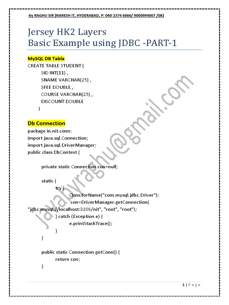 Jersey Hk2 Layers Basic Example Using JDBC - Part-1: Mysql DB Table | PDF