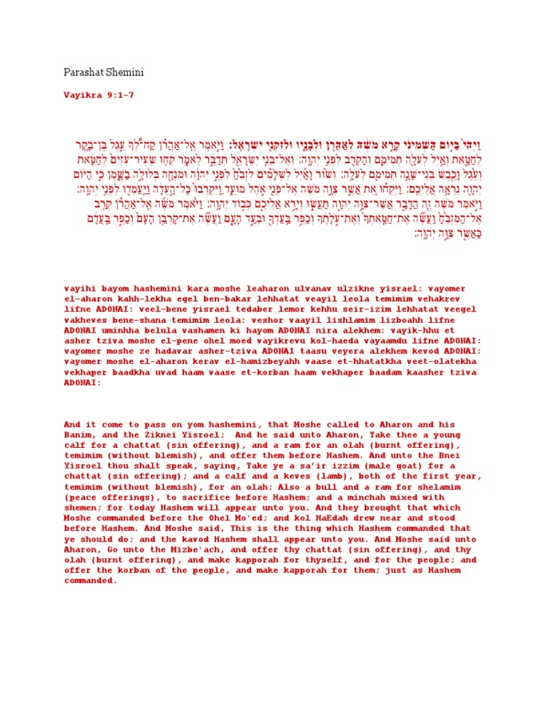 Parashat Shemini | PDF