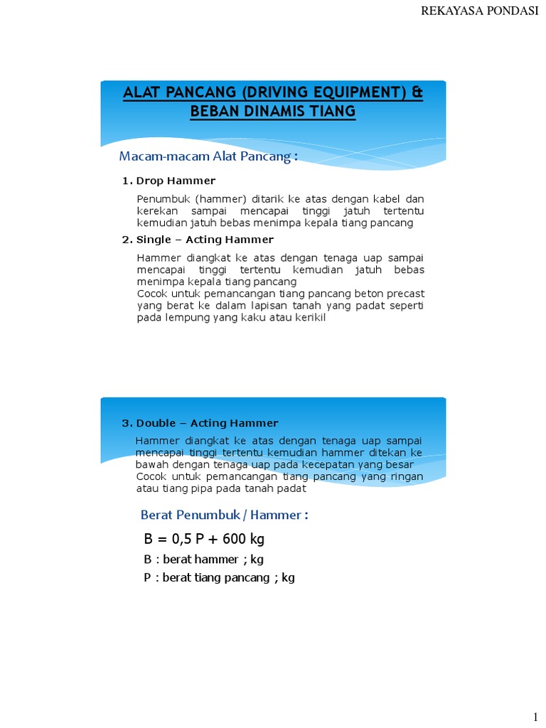 Pondasi - Alat Pancang Dan Beban Dinamis Tiang | PDF