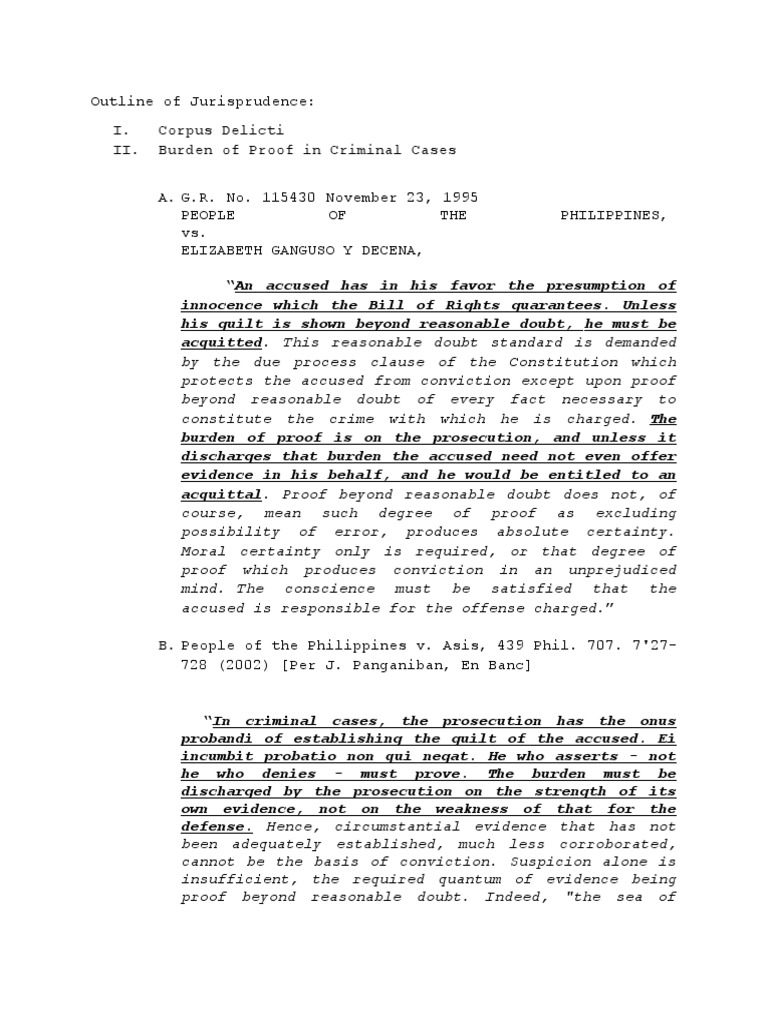 Burden of Proof in Criminal Cases | PDF | Burden Of Proof (Law ...