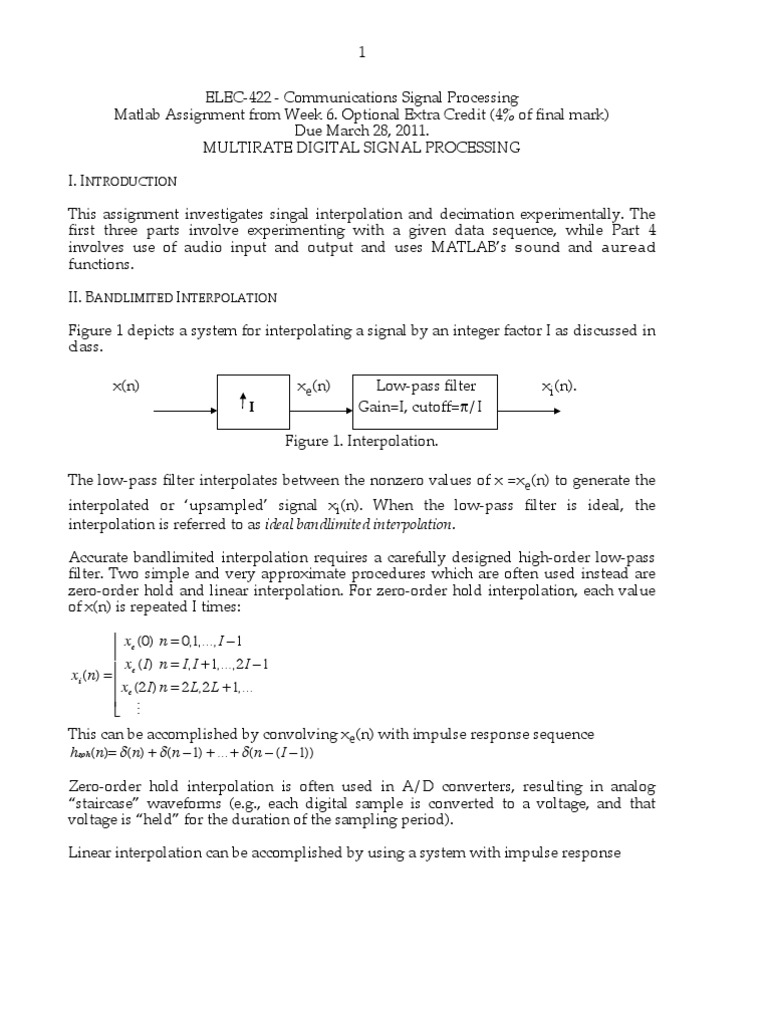 Assign W6 | PDF | Sampling (Signal Processing) | Interpolation