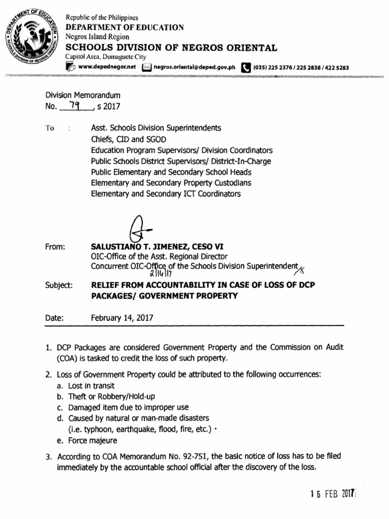COA Disposal of Equipment | PDF