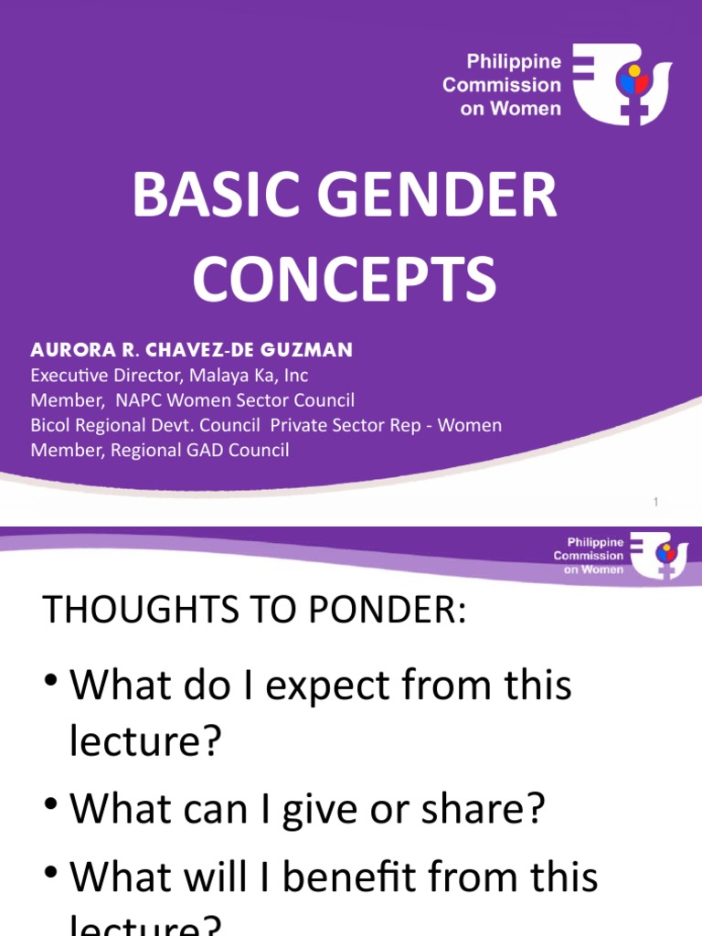 Basic Gender Concepts: Aurora R. Chavez-De Guzman | PDF | Gender ...