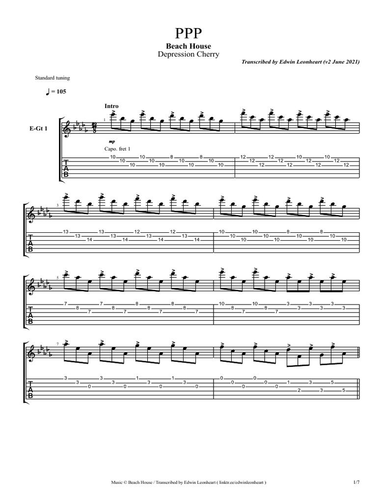 Beach House - PPP (v2) Guitar Tabs by Edwin Leonheart | PDF | Music ...