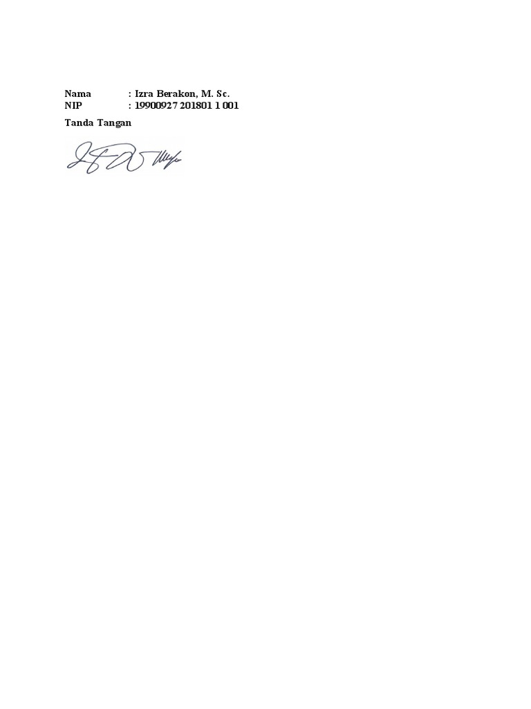 Nama, NIP Dan TTD Pak Izra | PDF