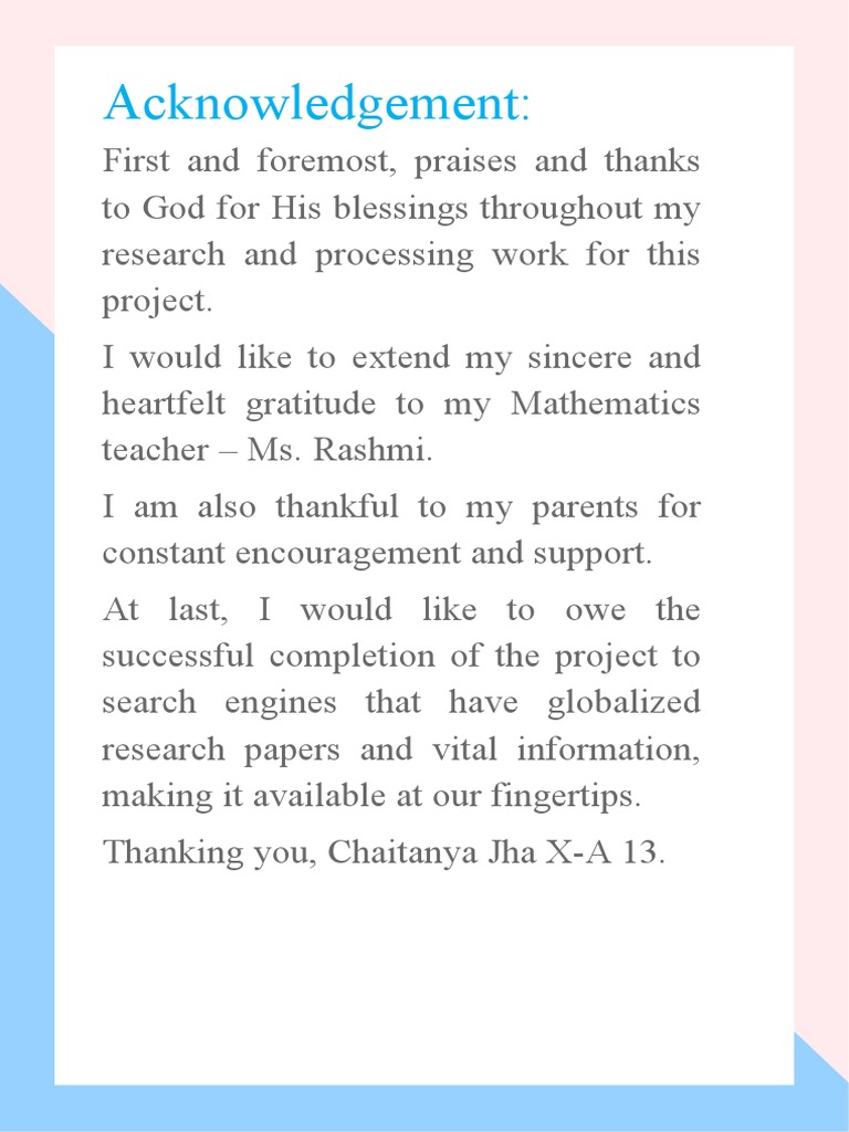Acknowledgement Maths | PDF