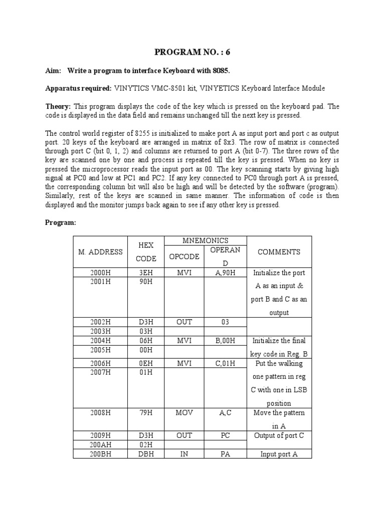 Keyboard Interfacing | PDF | Electric Motor | Input/Output