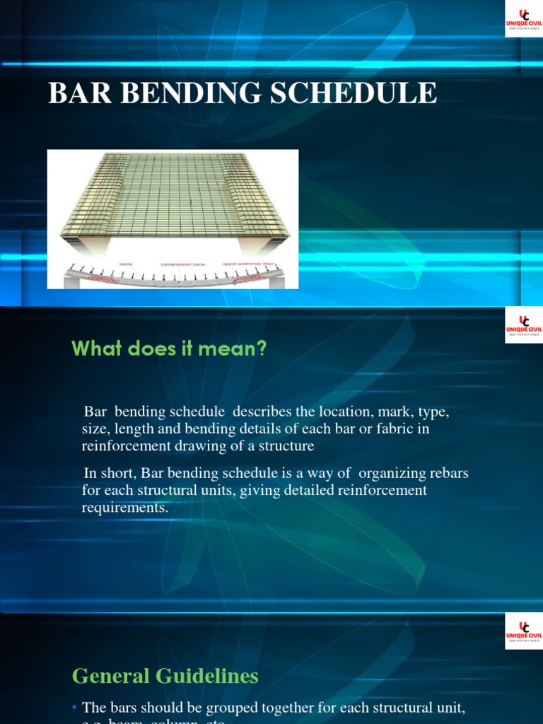 Bar Bending Schedule for Footing and Beam Reinforcement | PDF ...