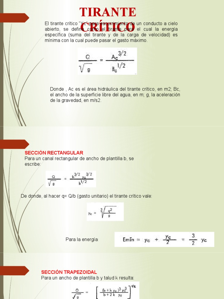 Tirante Critico | PDF | Ecuaciones | Física