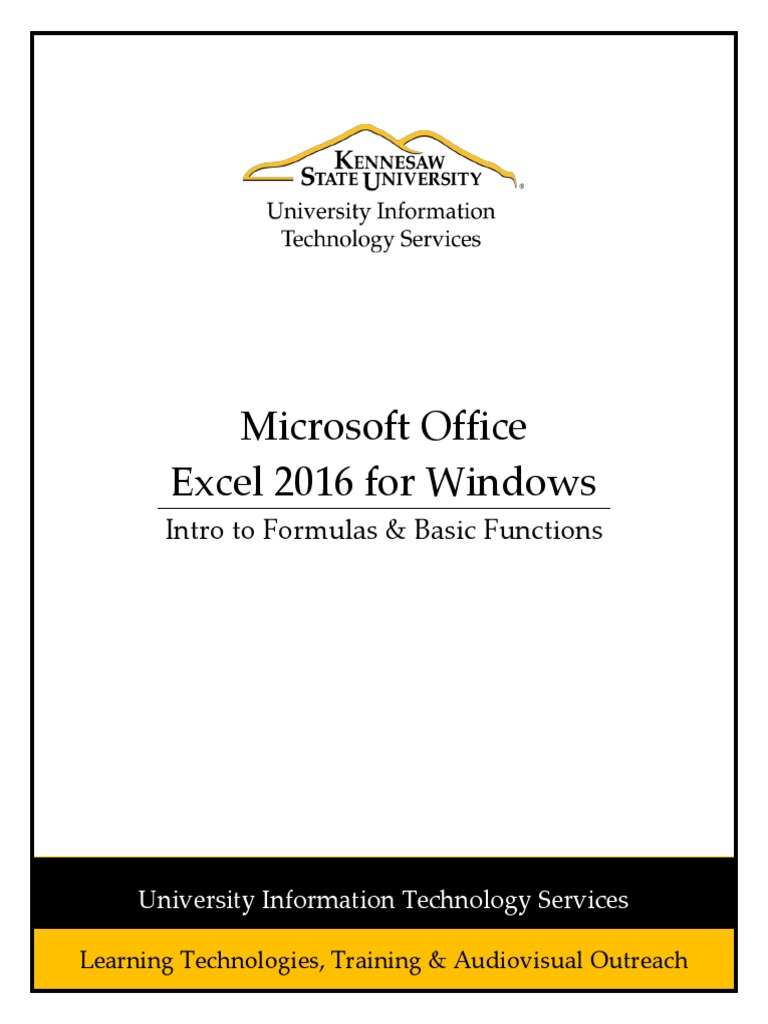 Microsoft Office Excel 2016 For Windows: Intro To Formulas & Basic ...
