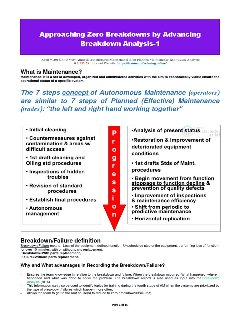 Approaching Zero Breakdowns by Advancing Breakdown Analysis-1 | PDF | Reliability Engineering ...
