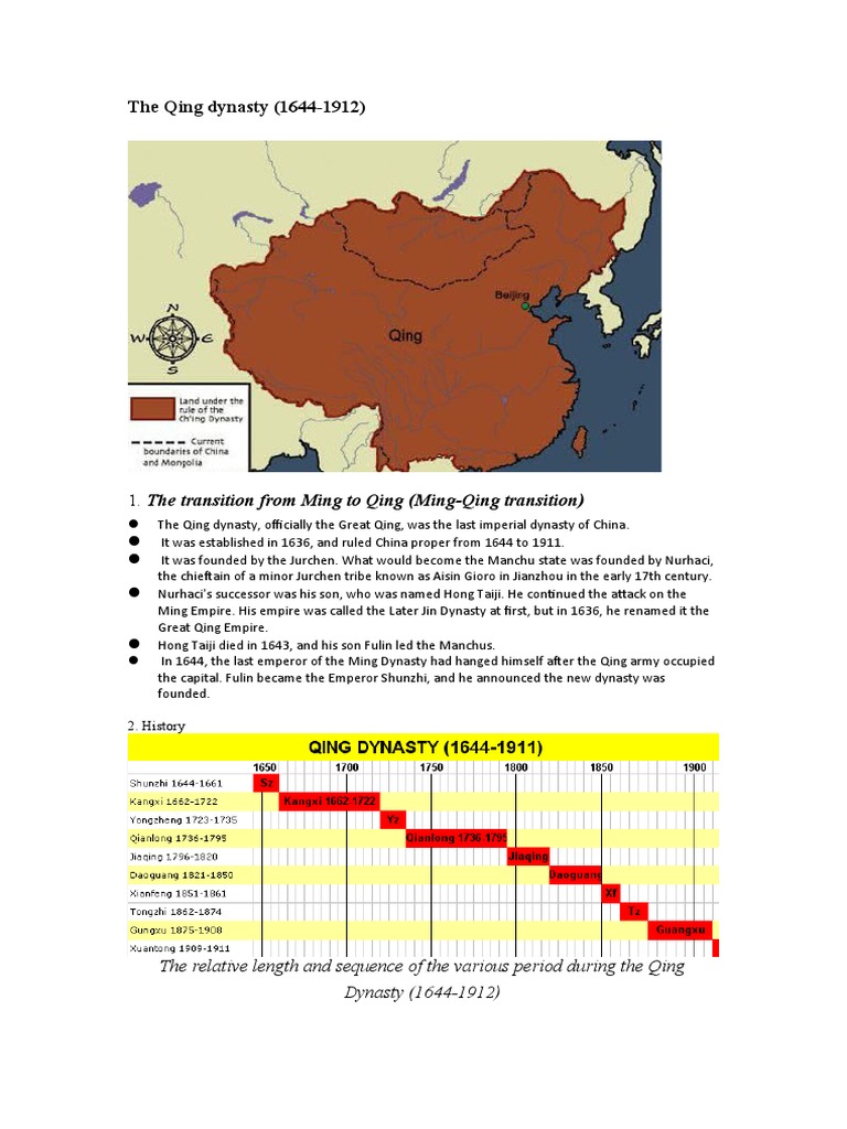 The Qing Dynasty (1644-1912) : 1. The Transition From Ming To Qing ...
