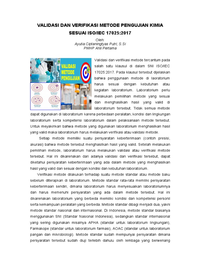 Tulisan Validasi Dan Verifikasi Metode Analisa Kimia | PDF | Sains ...