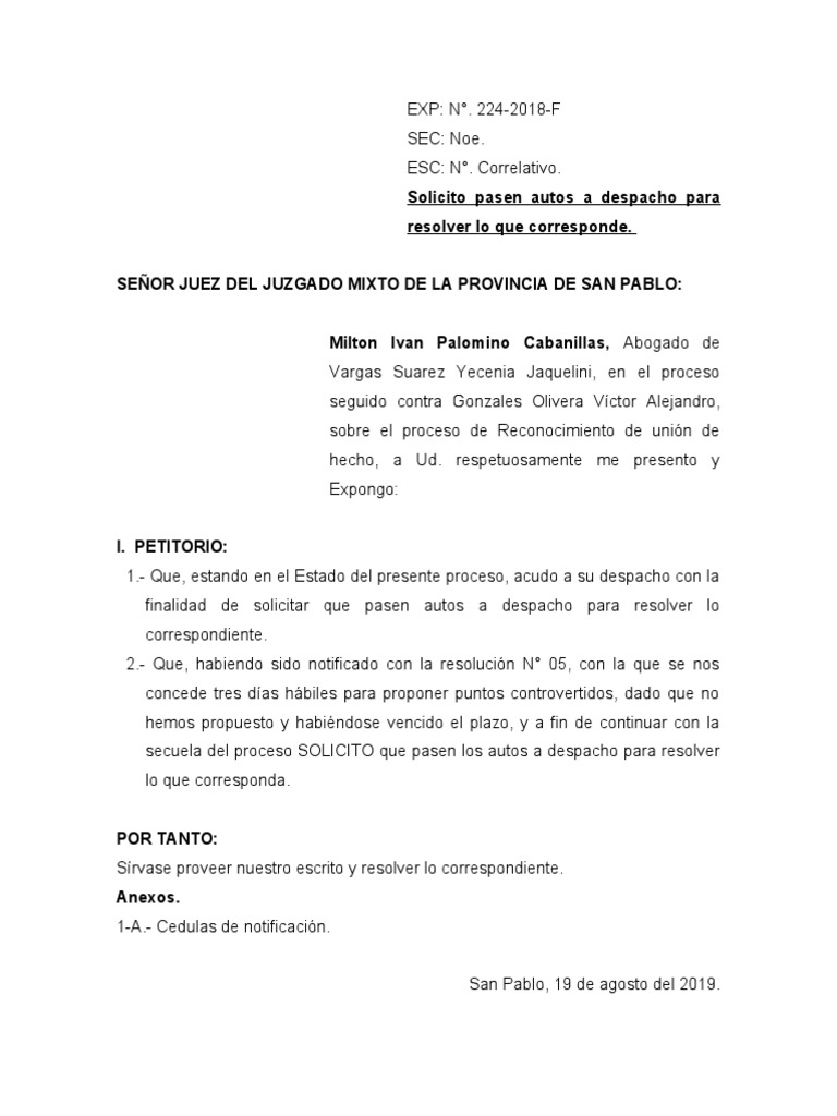 Solicitud de Despacho de Autos | PDF | Derecho