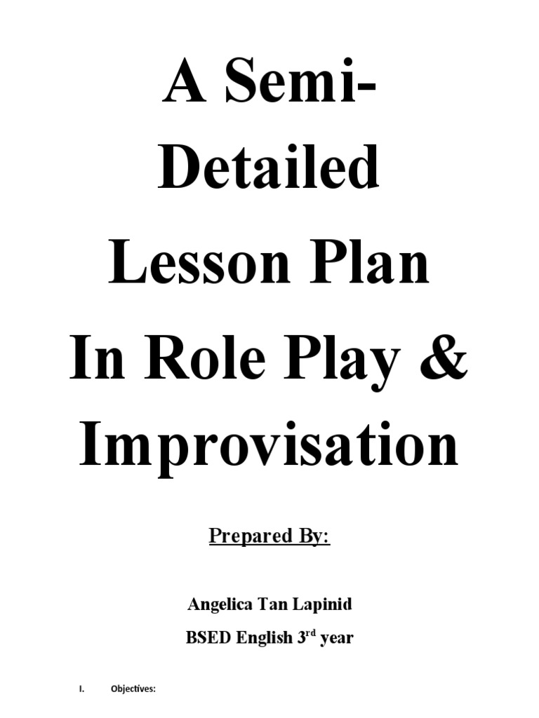 Role Play & Improvisation Lesson Plan | PDF | Improvisation | Role ...