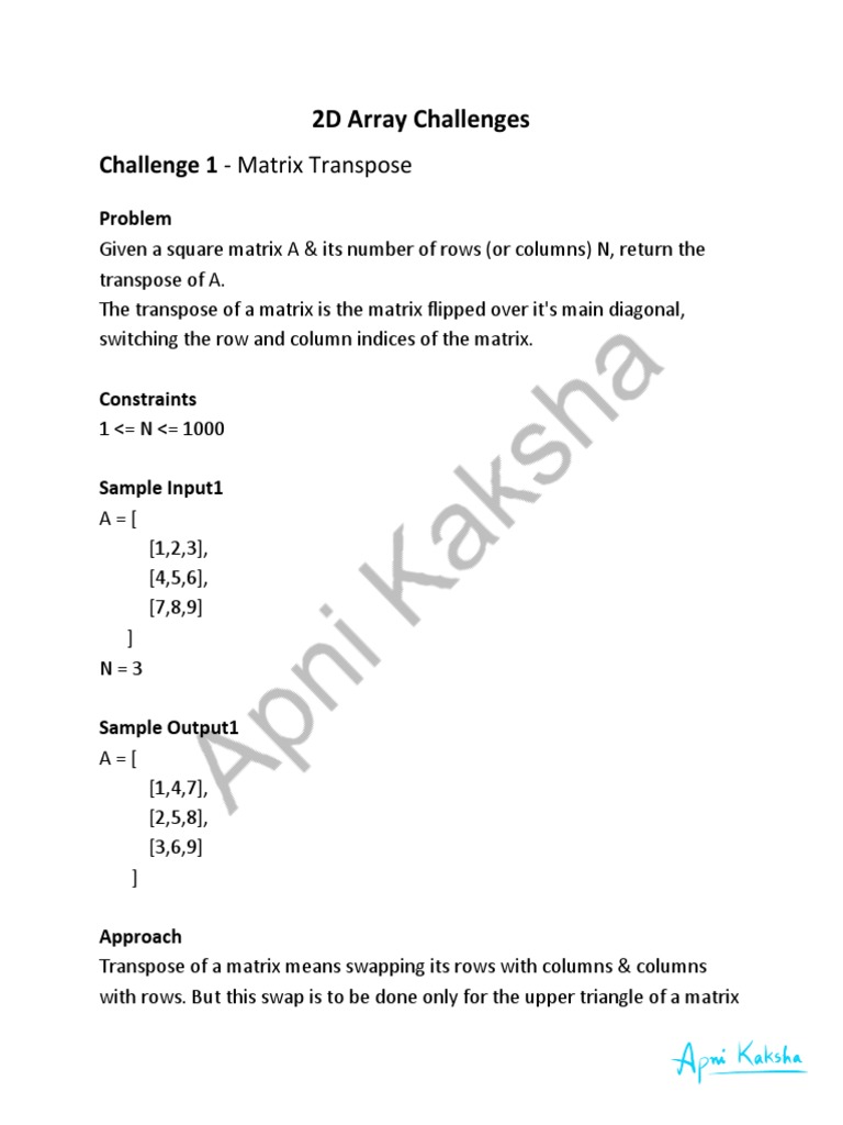 Optimizing Matrix Operations: Efficient Techniques for Transposing, Multiplying, and Searching ...