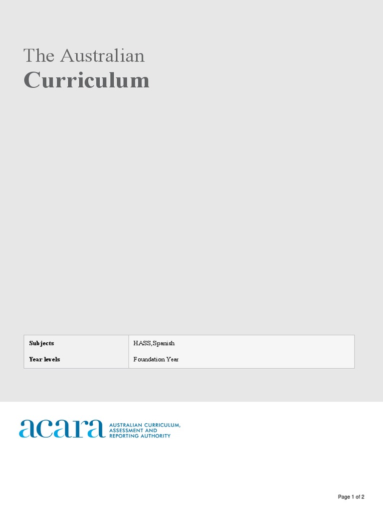 Australian Curriculum | PDF