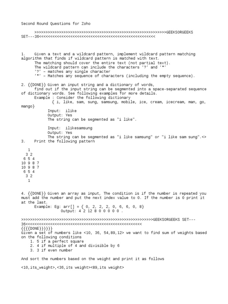 2nd Round Questions | PDF | String (Computer Science) | Matrix (Mathematics)
