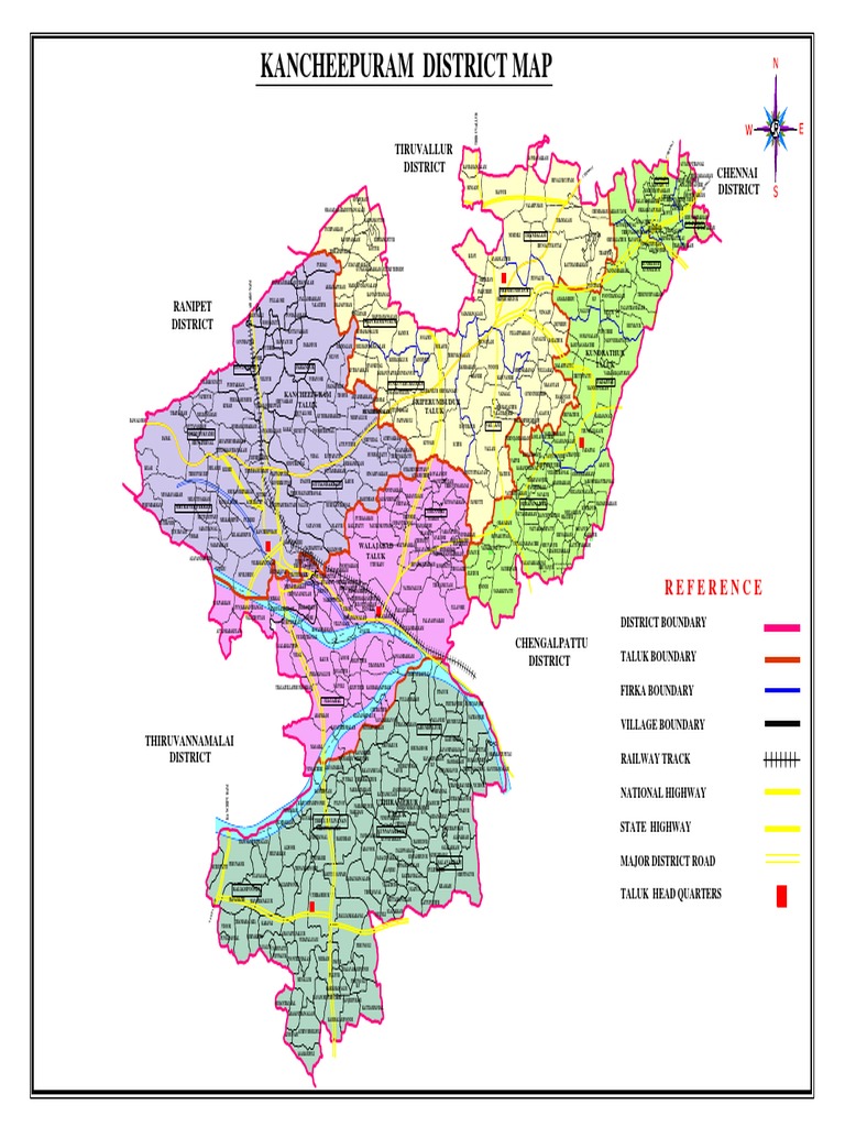 Kancheepuram District Map: Tiruvallur Chennai District District | PDF