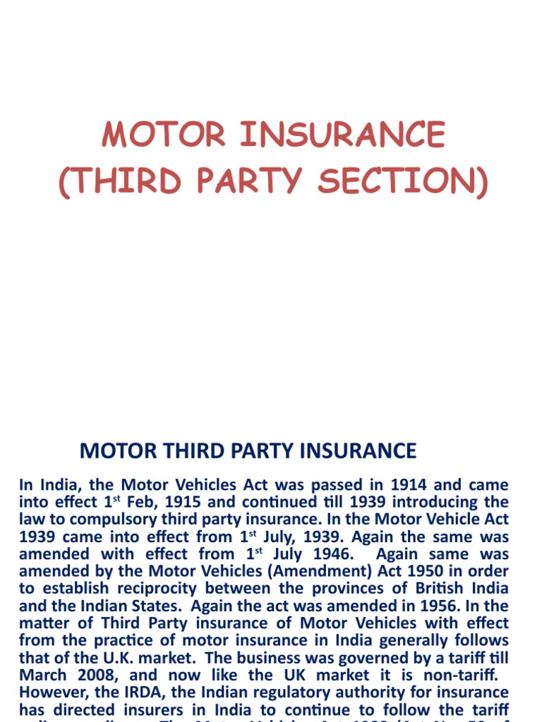 Motor TP Ppt. For September 14 Class | PDF | Insurance | Damages