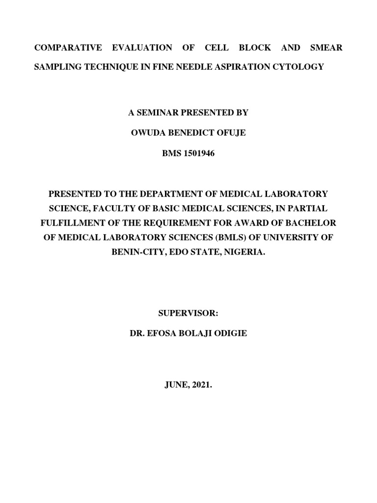 Comparative Evaluation of Cell Block and Smear Sampling Techniques in ... Comparative Evaluation of Cell Block and Smear Sampling Techniques in ...