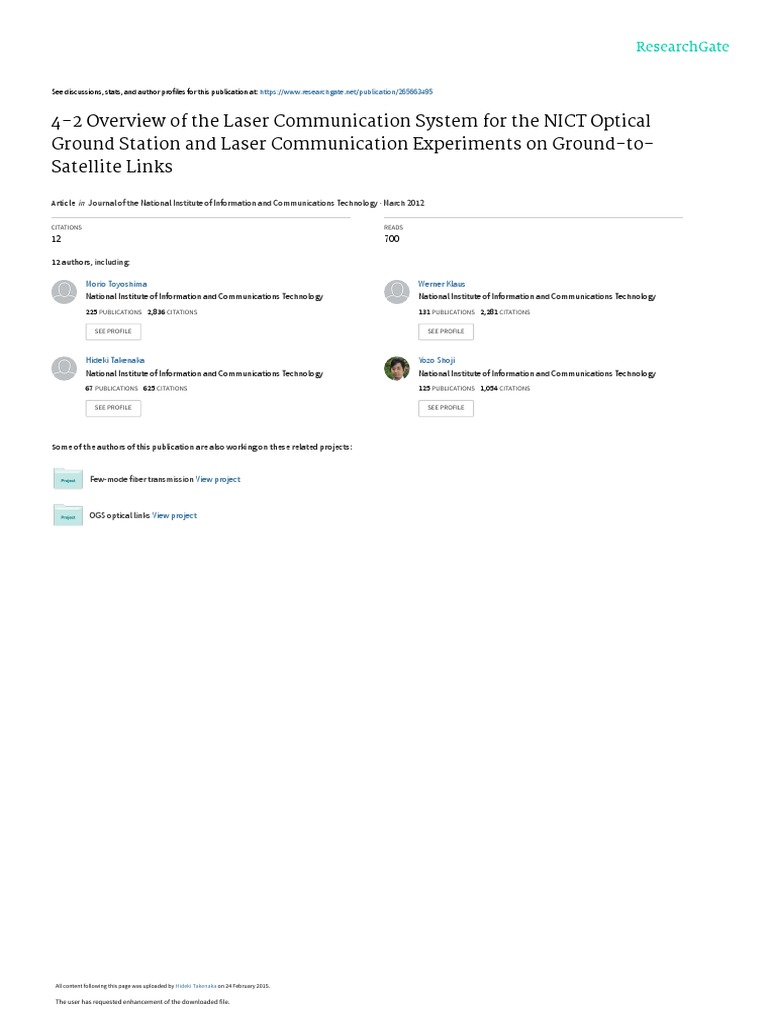 Laser Communication System Overview | PDF | Optics | Satellite