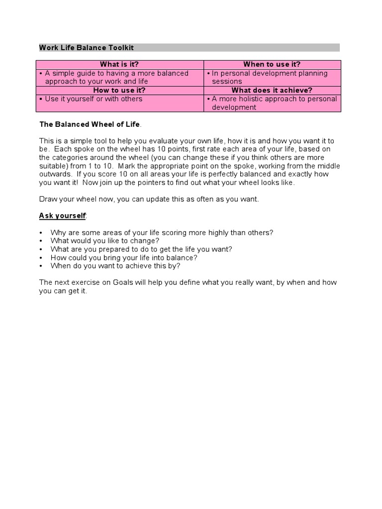 Work Life Balance Toolkit | PDF | Relaxation (Psychology) | Breathing