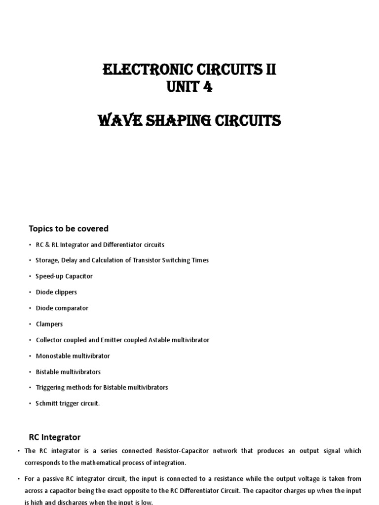 Wave Shaping Circuits | PDF | Physical Quantities | Electrical Engineering