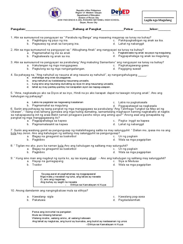 3rd Grading PT | PDF