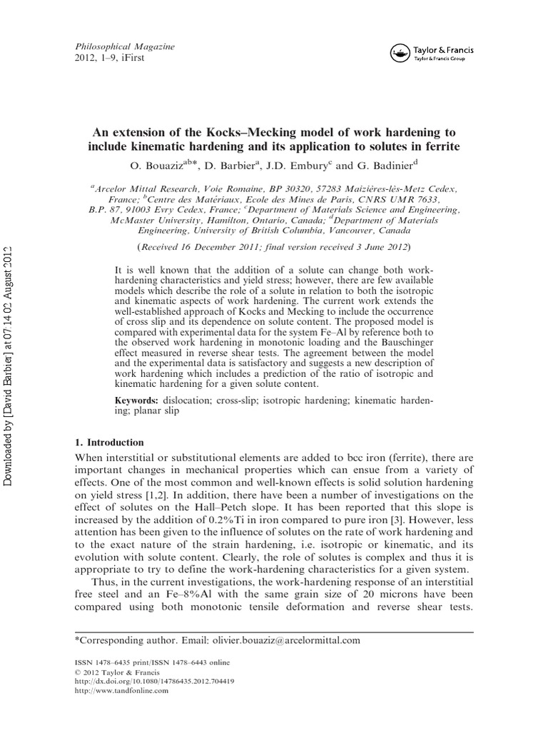 Bouaziz Et Al. - An Extension of The Kocks-Mecking Model of Work ...