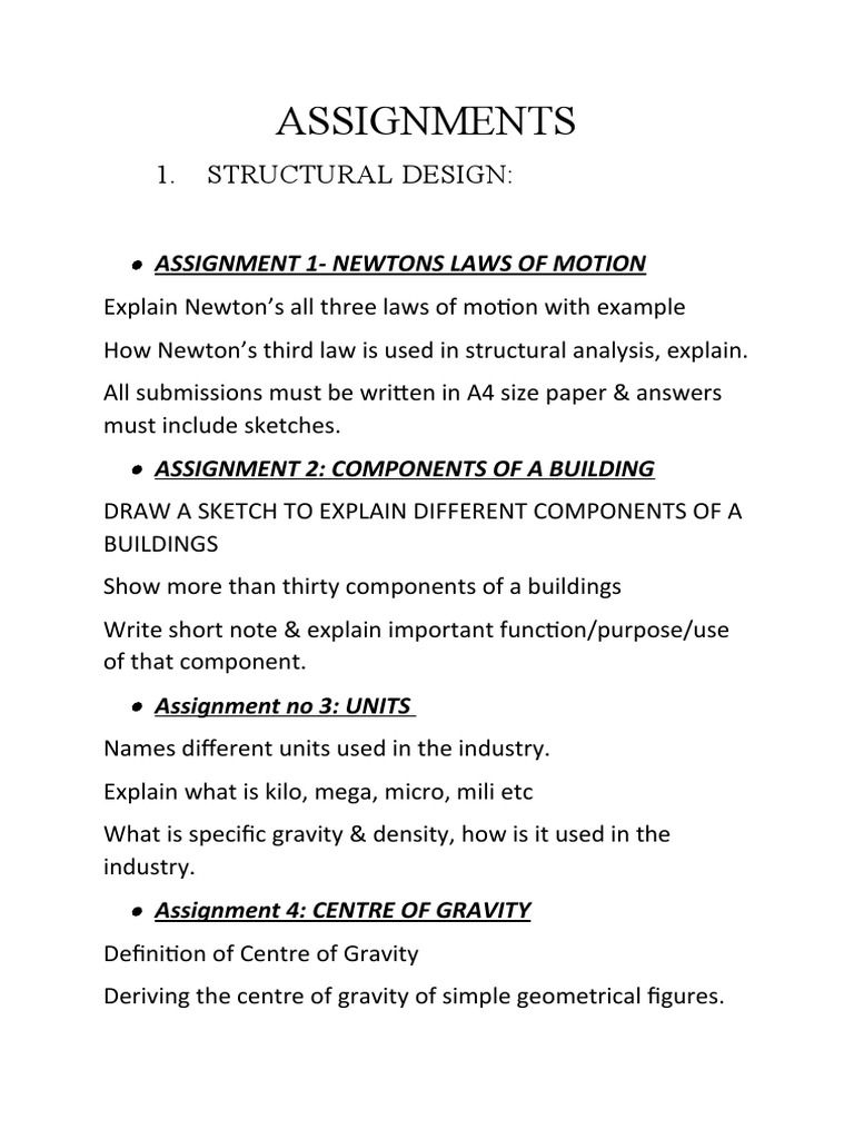 Structural Design Assignments: Exploring Fundamental Concepts in ...