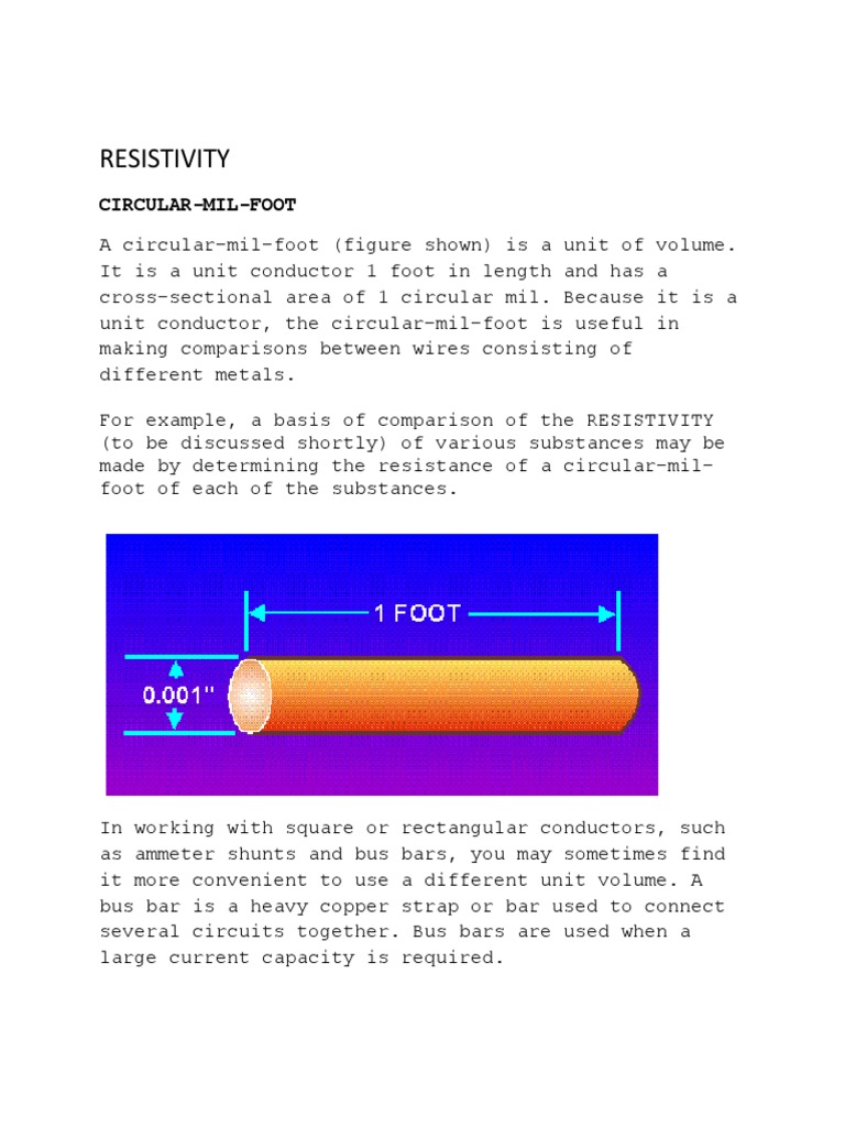 Resistivity: Circular-Mil-Foot | PDF | Electrical Resistivity And ...