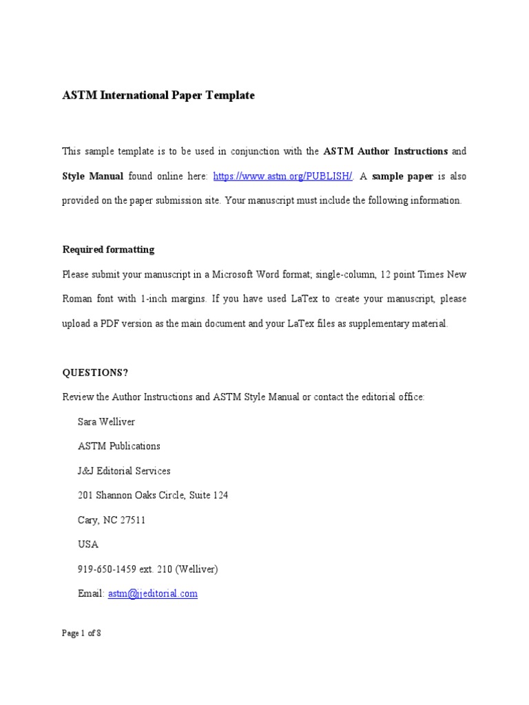 ASTM Paper Template | PDF | Fracture | Written Communication