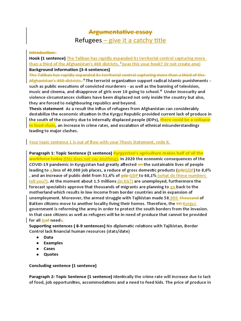 Refugees: Argumentative Essay | PDF | Kyrgyzstan | Refugee