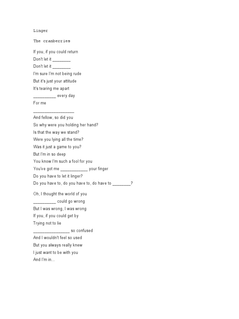 Linger Lyrics | PDF
