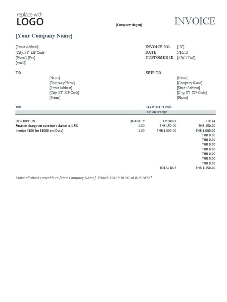 Invoice With Finance Charge | PDF | Receipt | Service Industries