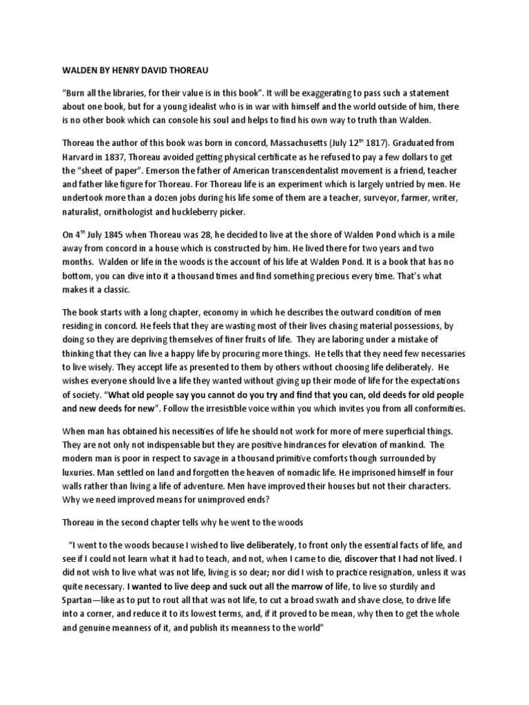 A Life Well Lived: An Analysis of Henry David Thoreau's Classic Work ...