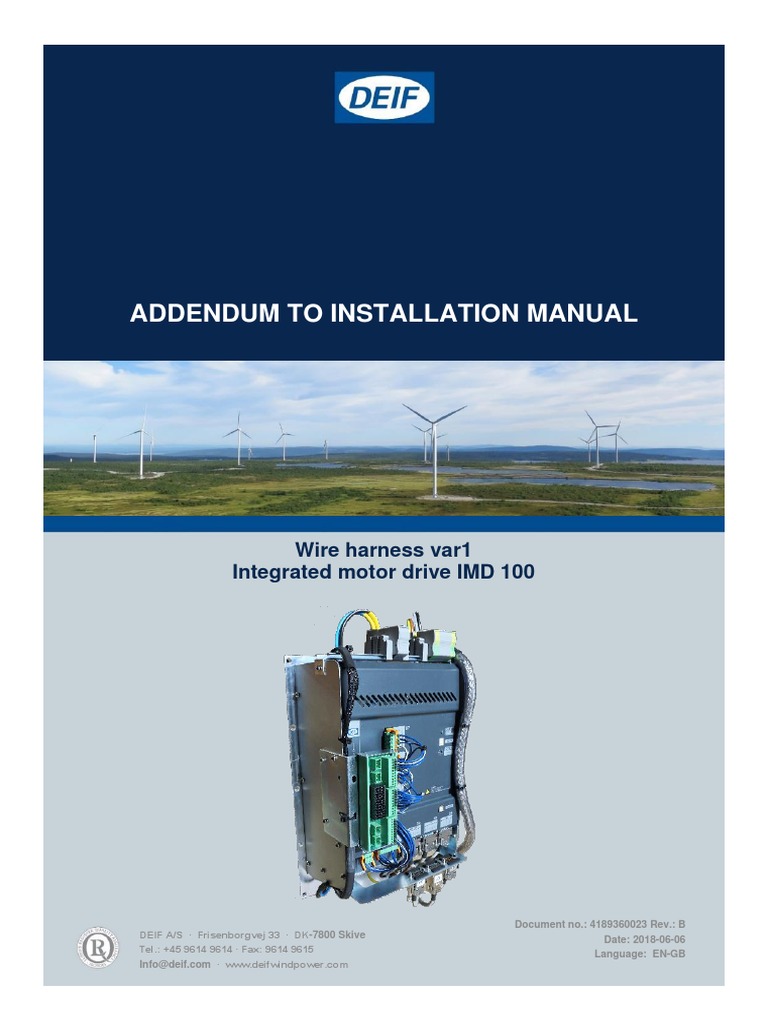 Addendum To Installation Manual: Wire Harness Var1 Integrated Motor ...